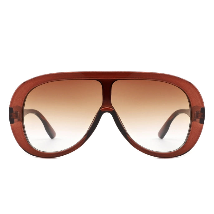 OVERSIZED BOLD AVIATOR RETRO ROUND SUNGLASSES-BROWN – The Gatorbug